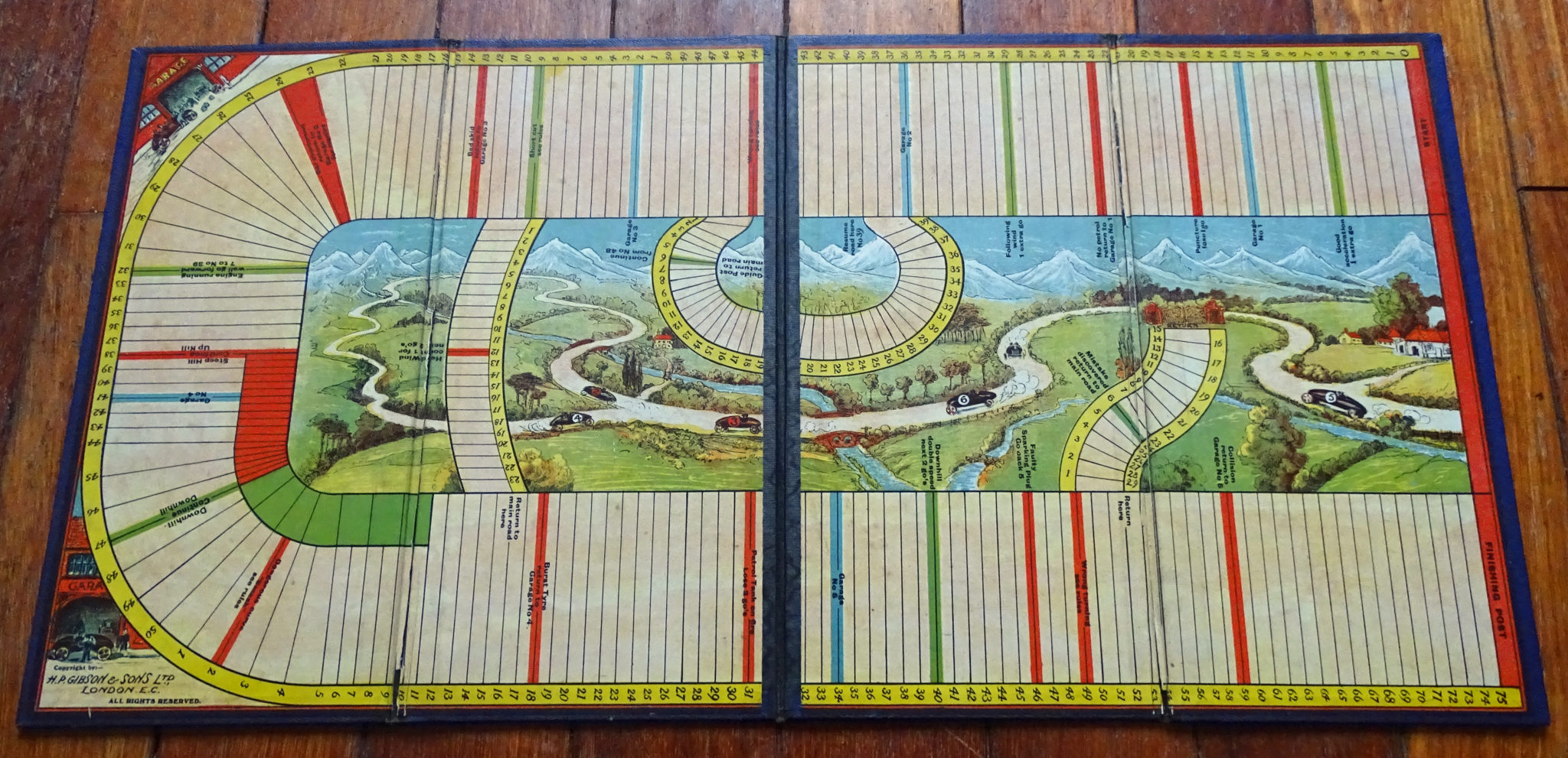 1920's "AUTO-GO" Motor Race Board Game by H.P. Gibson & Sons, London ...