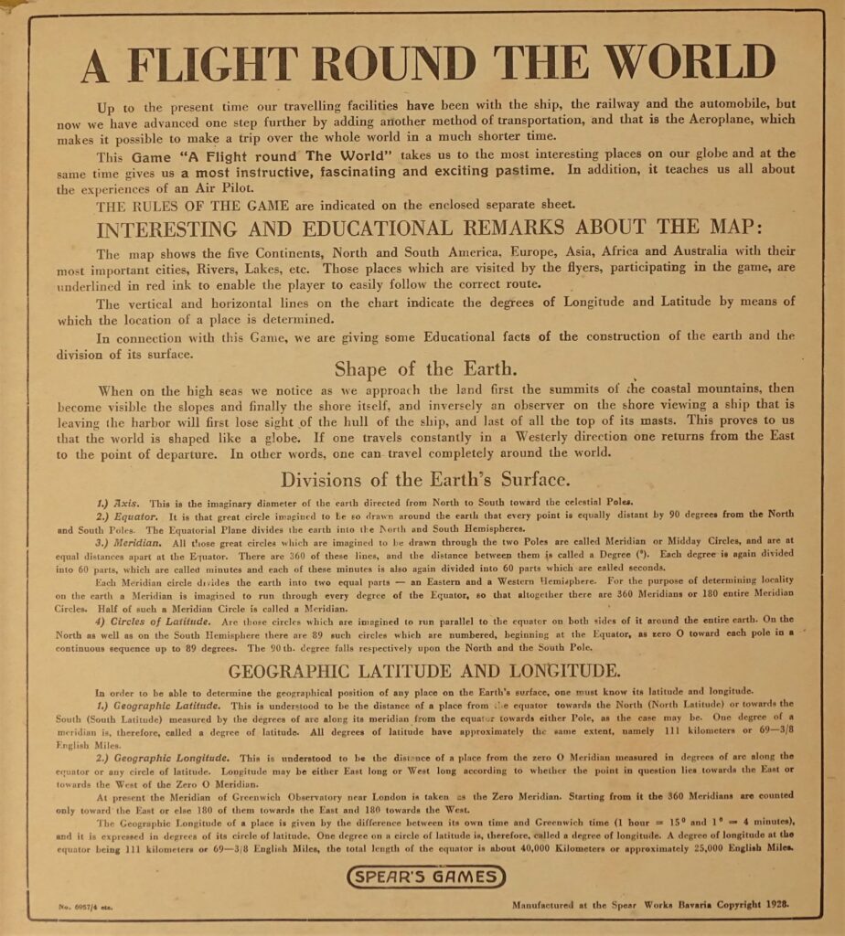 1928 A Flight Round The World by J.W. Spear & Sons, Bavaria - tomsk3000