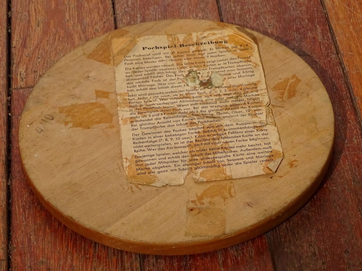 1950's Poch / Pochen / Pochspiel Wooden Game Board, Germany - tomsk3000