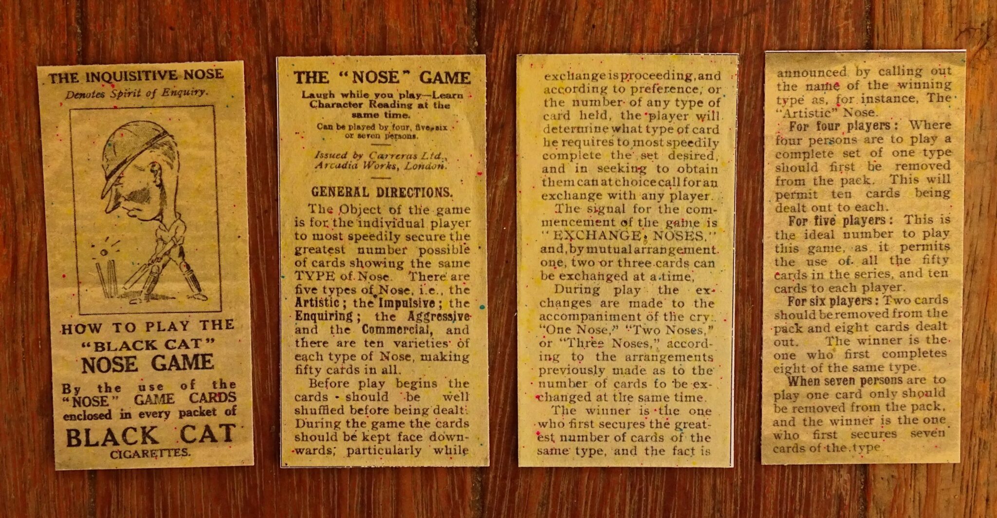 1927 The Nose Card Game by Carreras Ltd., London, England - tomsk3000