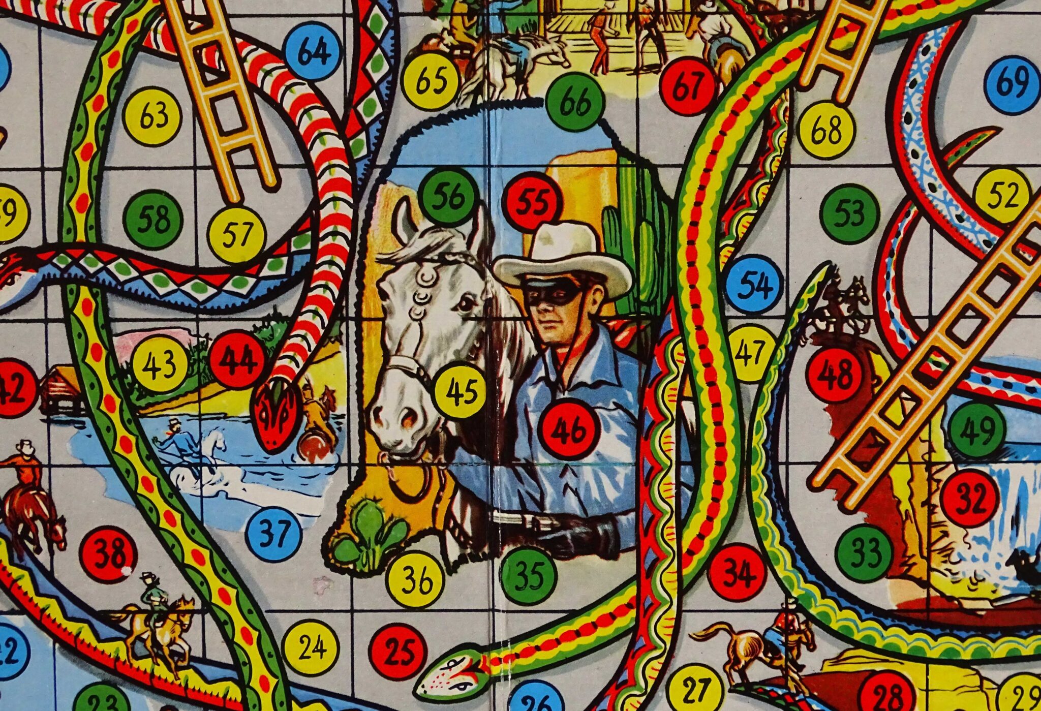 1959 The Lone Ranger Snakes and Ladders Game - tomsk3000